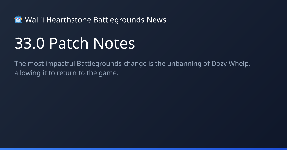 33.0 Patch Notes | wallii