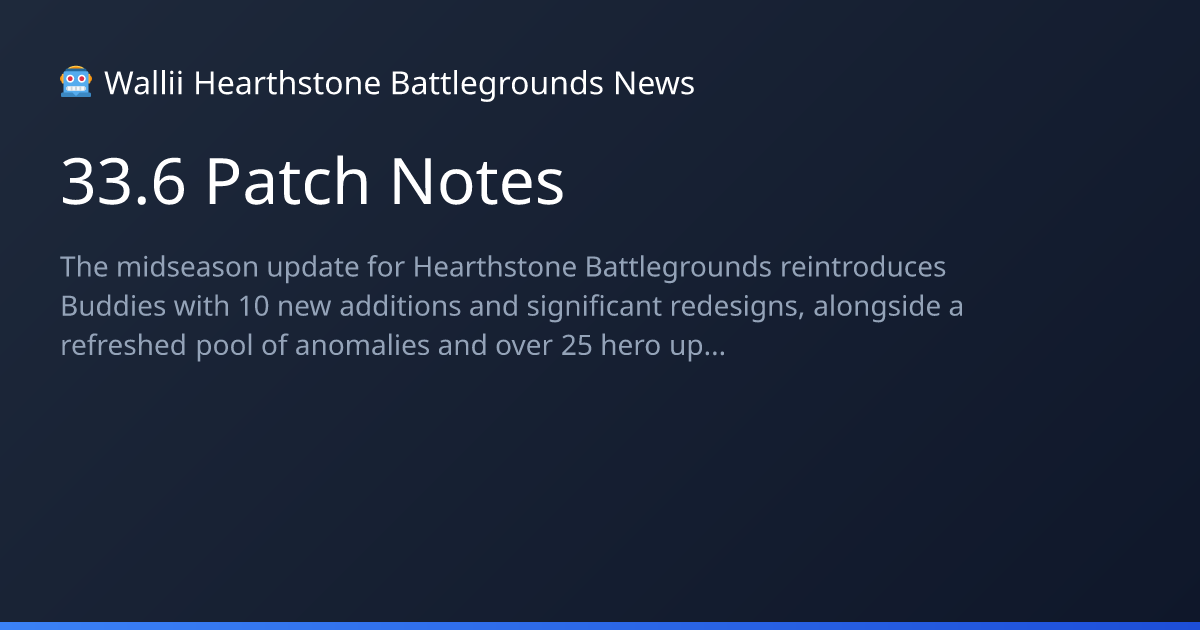 33.6 Patch Notes | wallii